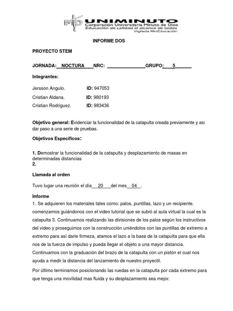 Formatos Proyecto Stem 2024 Uniminuto | PDF