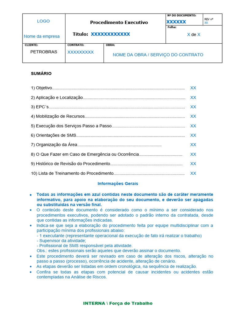 Modelo Base de Procedimento | PDF | Planejamento | Desperdício