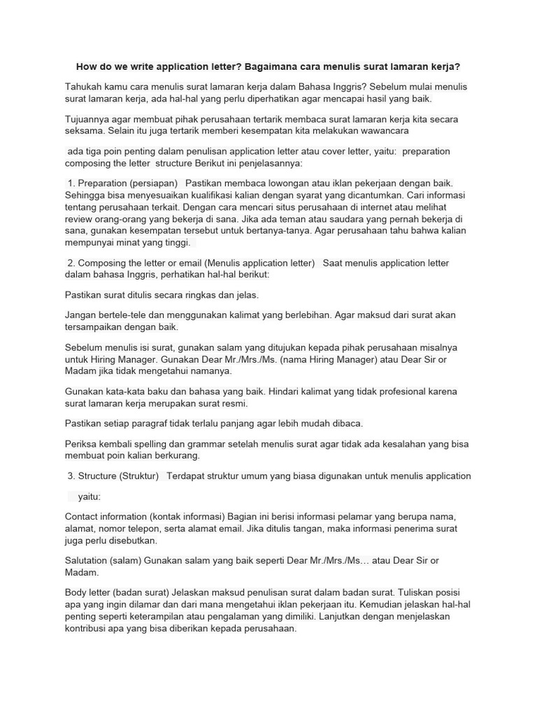 How Do We Write Application Letter | PDF | Karier & Perkembangan | Bisnis
