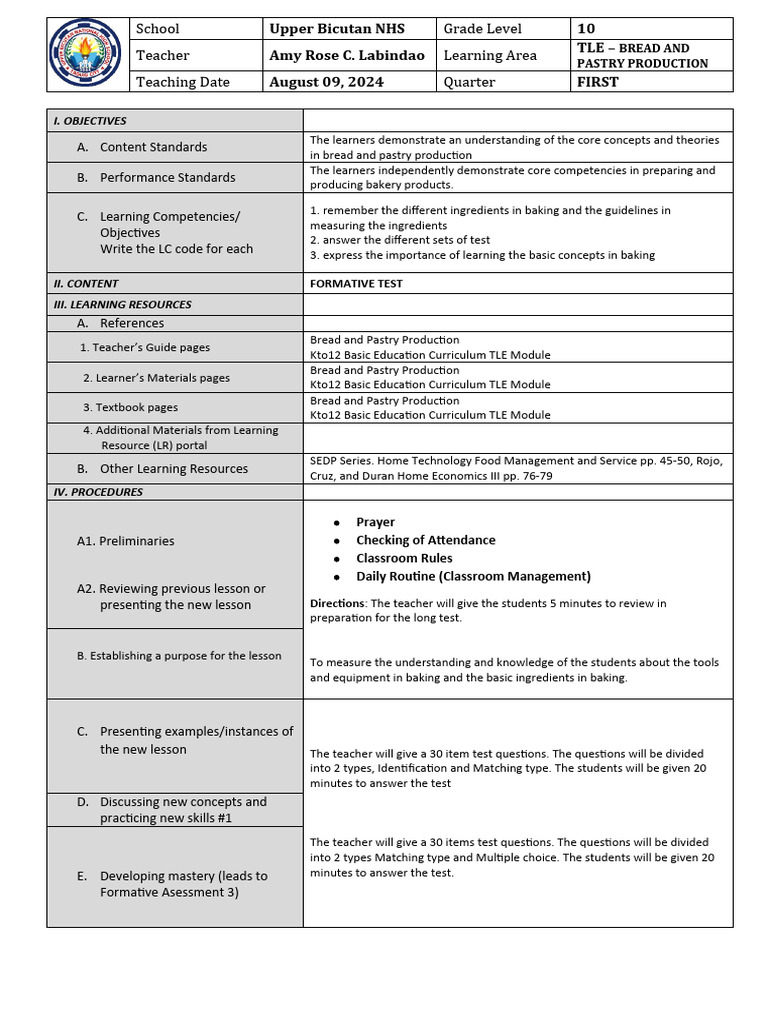 Day 5 Test | PDF | Curriculum | Learning