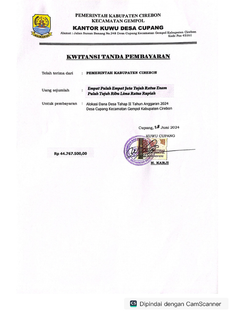 Kwitansi Tanda Pembayaran | PDF