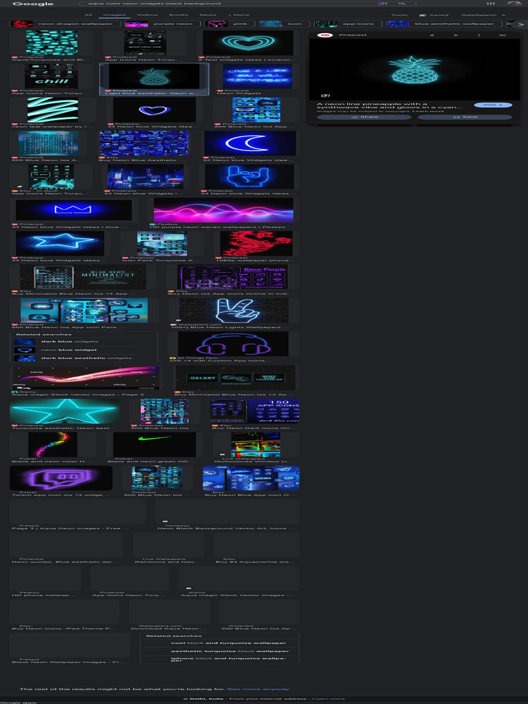 Aqua Color Neon Widgets Black Backround - Google Search | PDF | Ios ...
