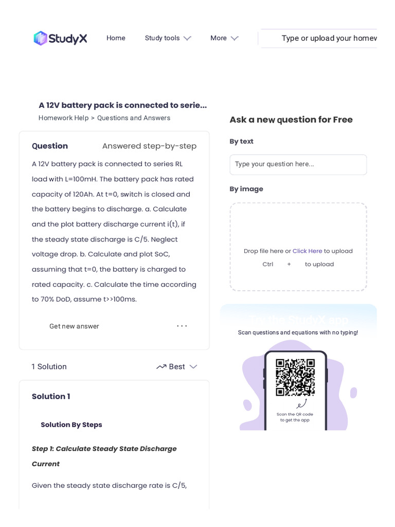 A 12V Battery Pack is Connected to Series RL _ StudyX | PDF | Electrical Engineering | Electricity