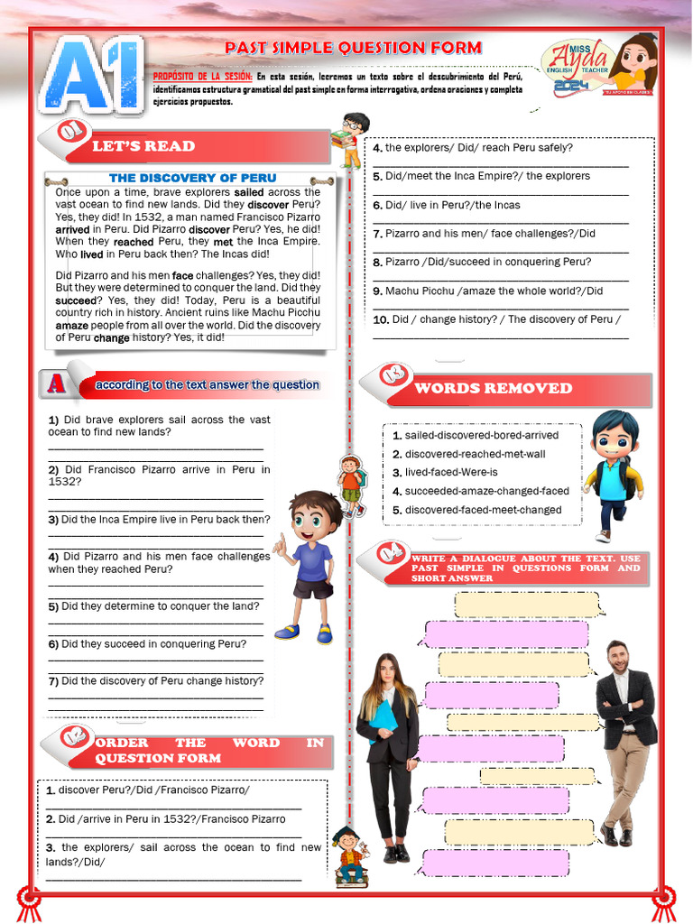 Ficha 02 - Sem 01 - Jec - A1 - Past Simple Question Form | PDF | Léxico | Lingüística