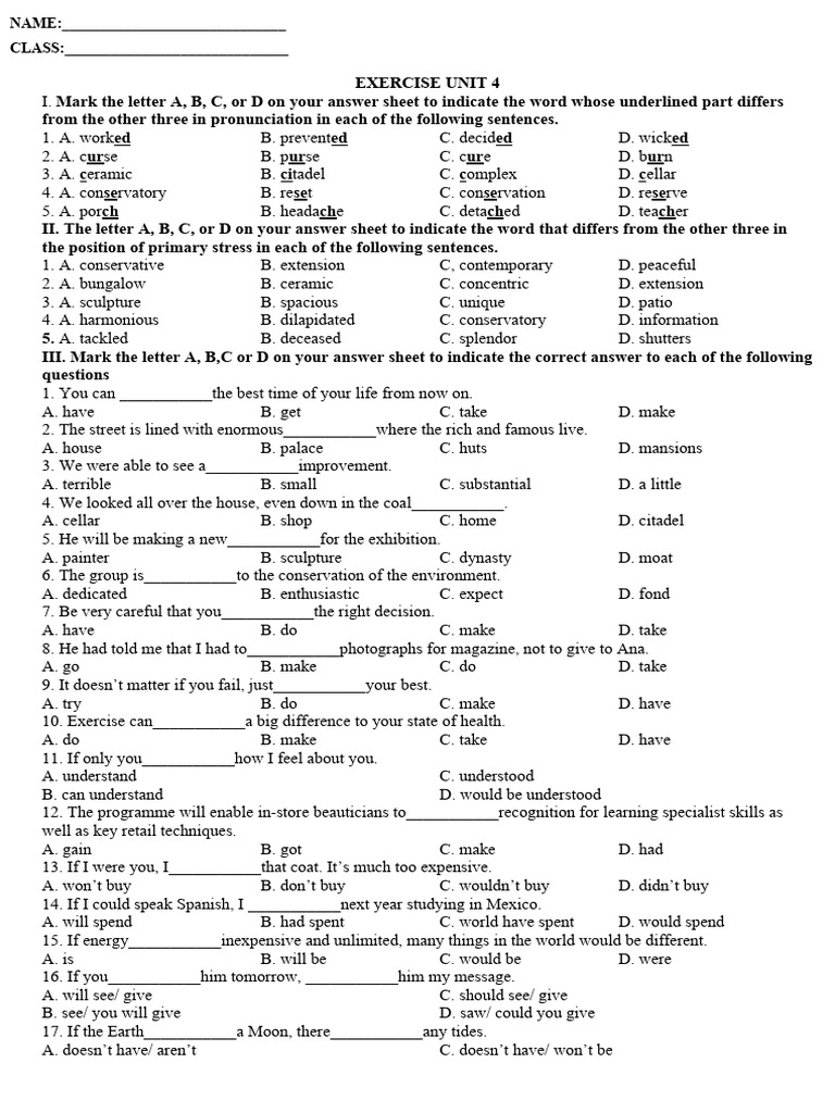 Exercise Unit 4 Fg11 | PDF