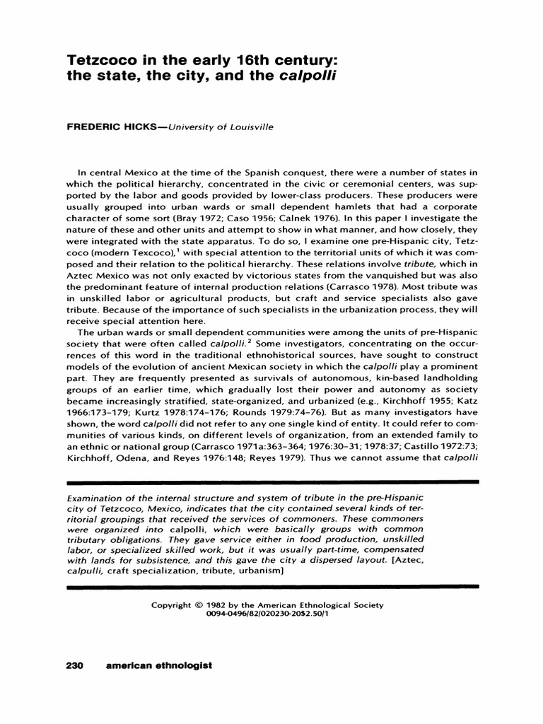 Tetzcoco in The Early 16th Century | PDF | Culture Of The Americas ...