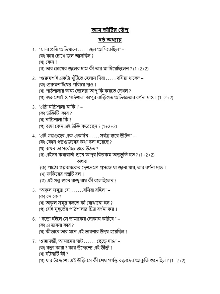 Aam Antir Venpu (6th Chapter) | PDF