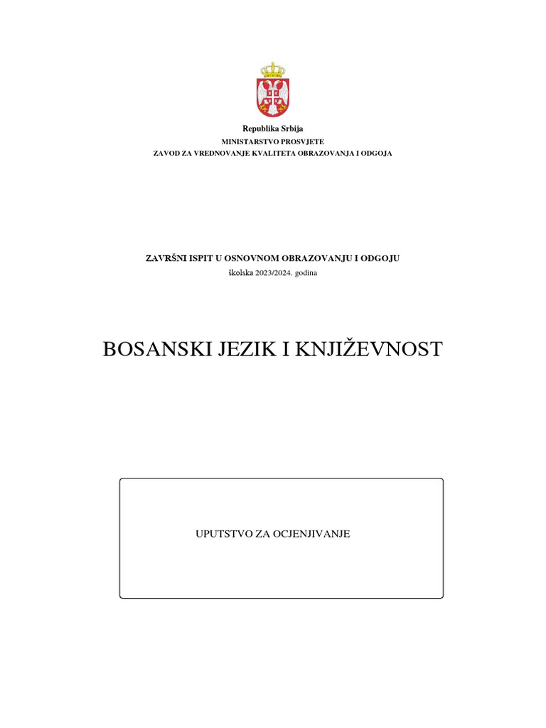 3-2024 ZI Maternji Bosanski Jun Uputstvo-Za-Pregledanje | PDF