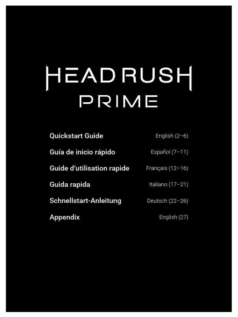 HeadRush Prime Quickstart Guide | PDF | Amplifier | Computer Engineering