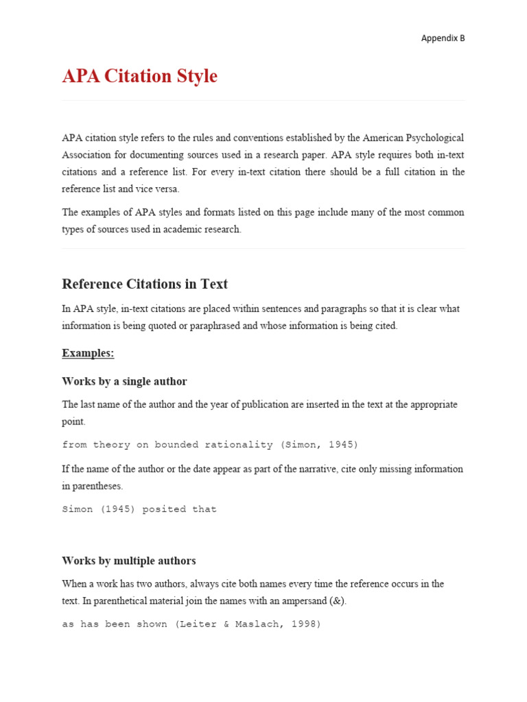 APA Citation Style - AppendixB | PDF | Apa Style | Citation