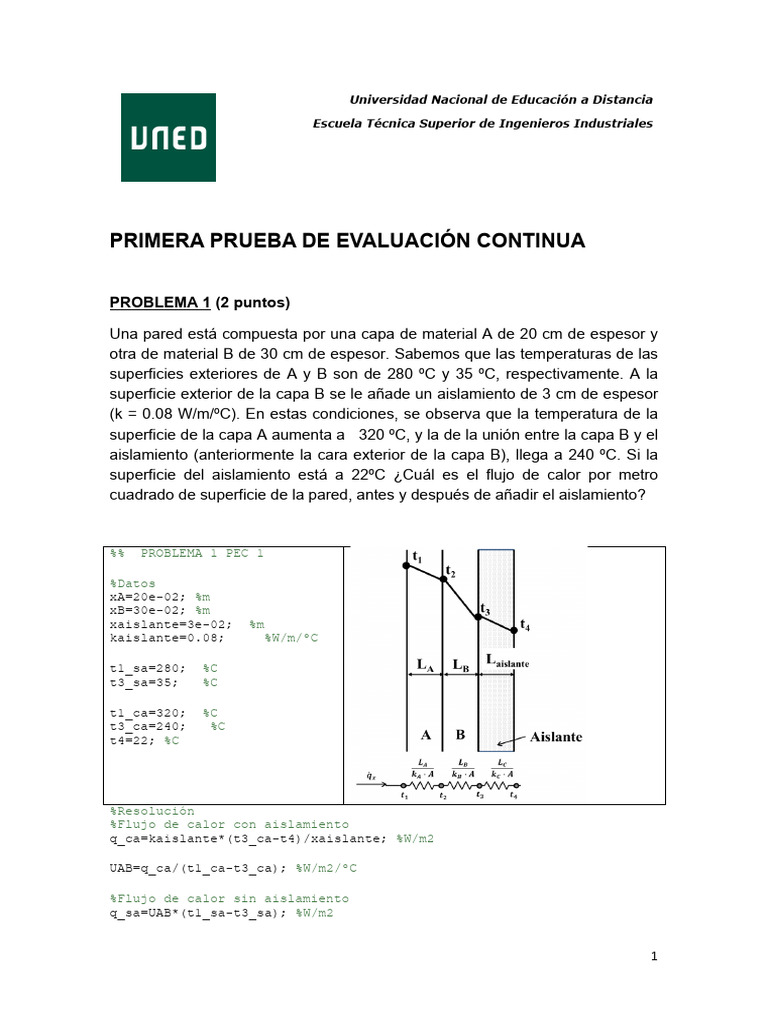 PEC1 Soluciones | PDF | Transferencia de calor | Ingeniería mecánica