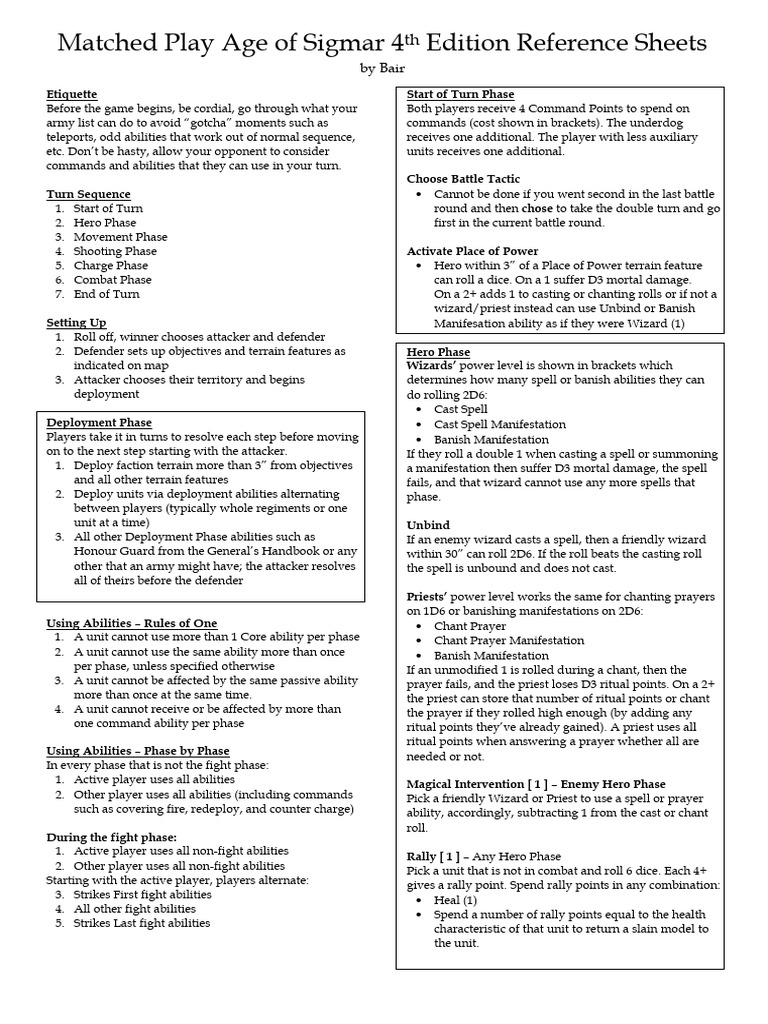 Bairs-AoS-Reference-Sheet-1 | PDF | Battles | Military