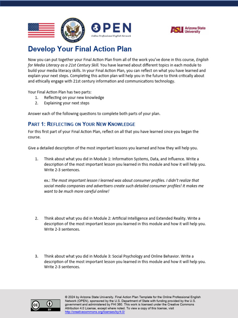 Module 5 Final Action Plan Template | PDF | Educational Technology | Human Communication