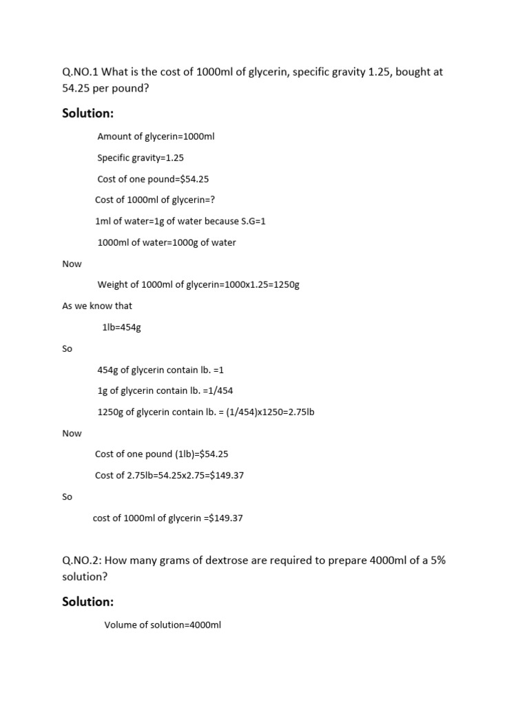 Pharmaceutical Calculation | PDF | Intravenous Therapy | Dose ...