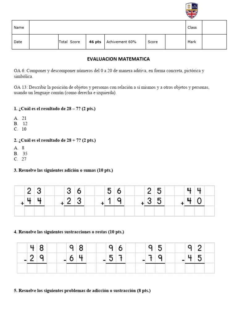 Eval Mat 2º 05 08 | PDF