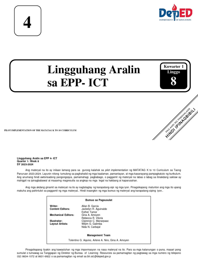 LE EPP ICT-4 Q1 Week-8 FINAL | PDF