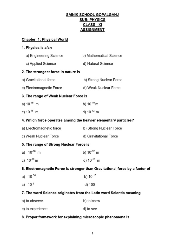 CH 1 Phy | PDF | Force | Physics