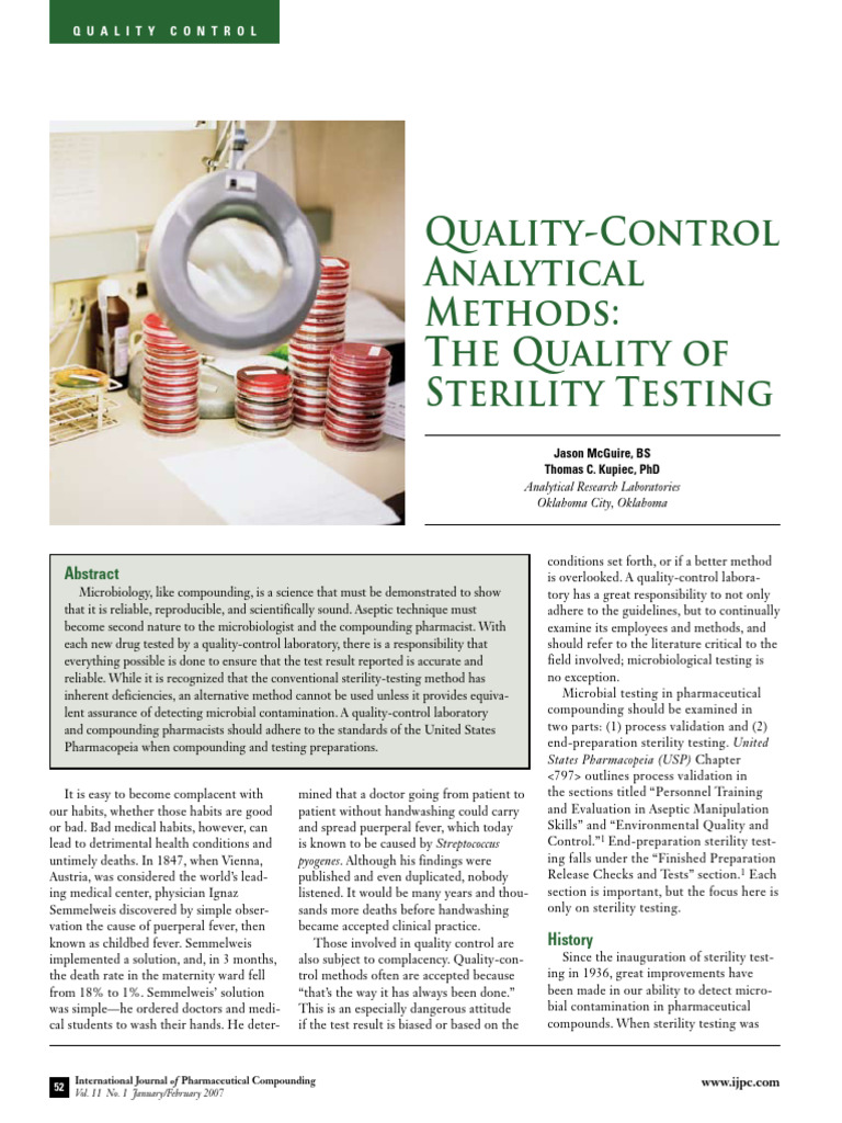 Sterility Testing in Pharma Compounding | PDF | Growth Medium ...