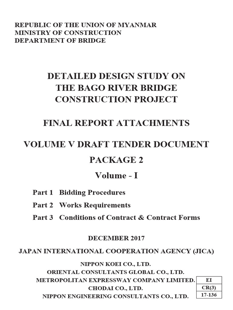 Detailed Design Study On The Bago River Bridge Construction Project Final Report Attachments ...