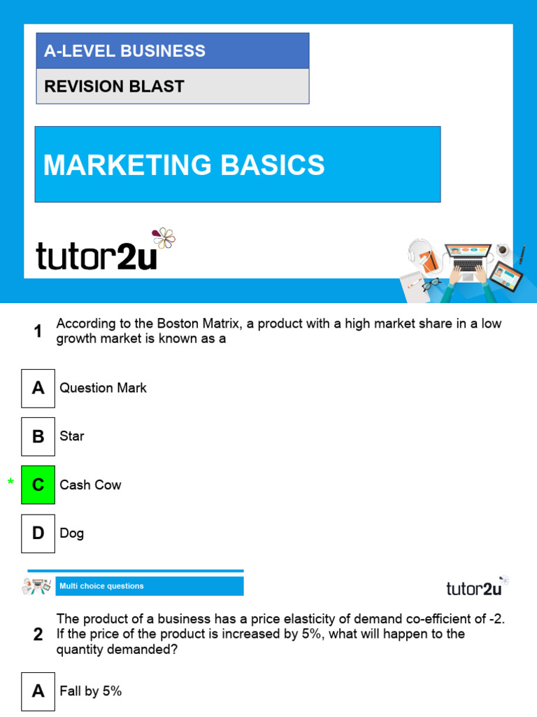A Level Live Lesson 1 Marketing Basics | PDF | Elasticity (Economics ...