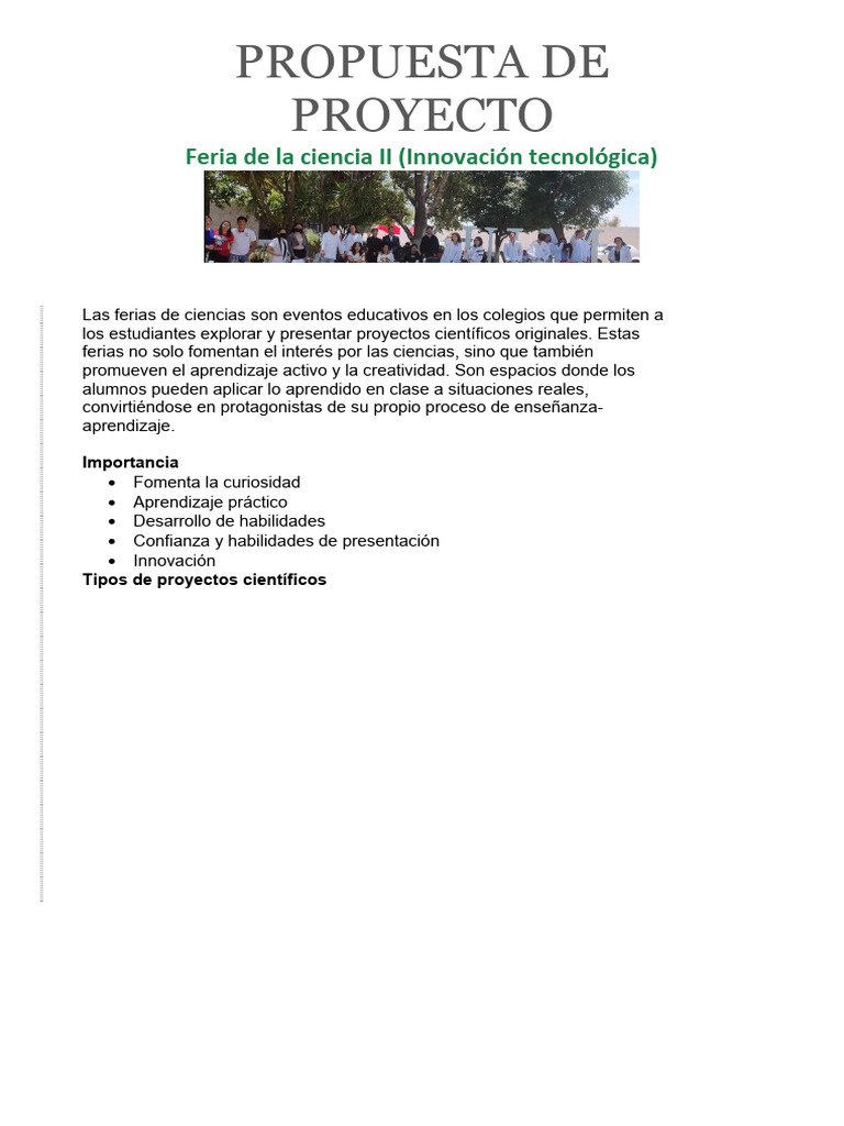 Propuesta de Proyecto Feria de La Ciencia | PDF | Arte