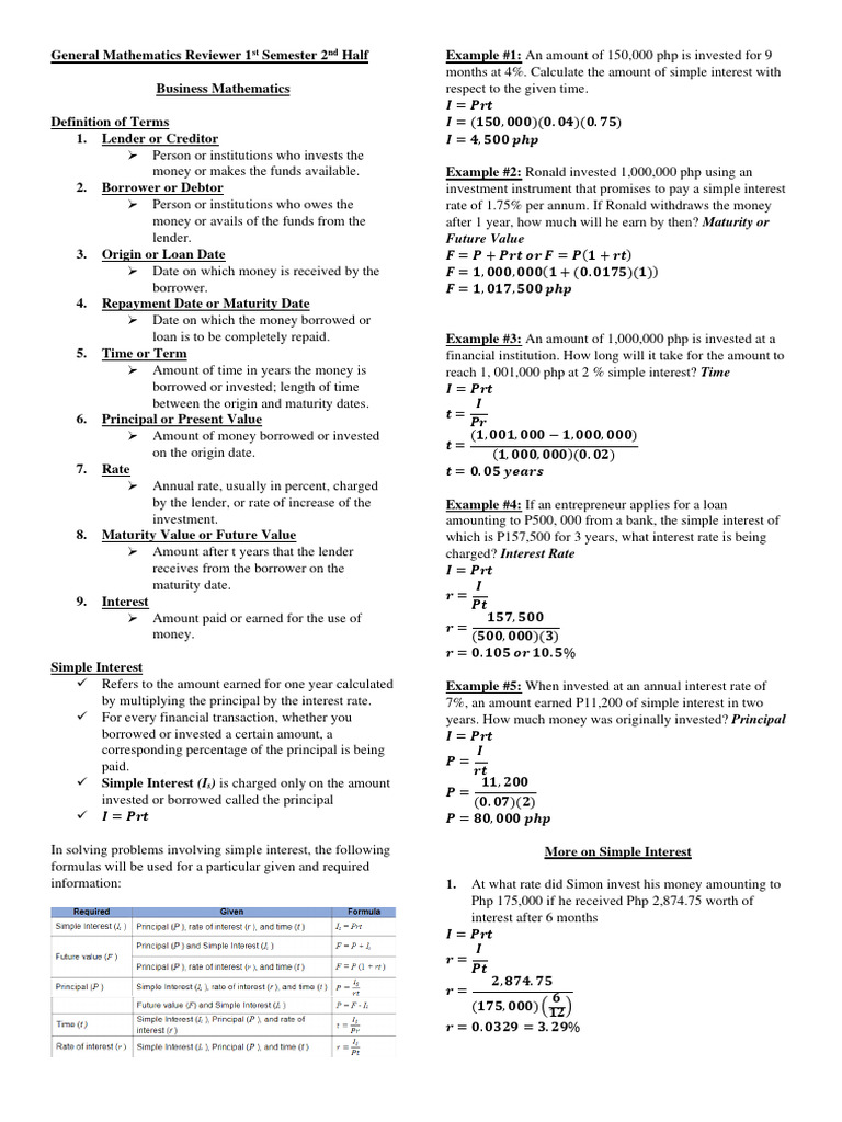 Gen Math (2nd Half) | PDF | Present Value | Stocks