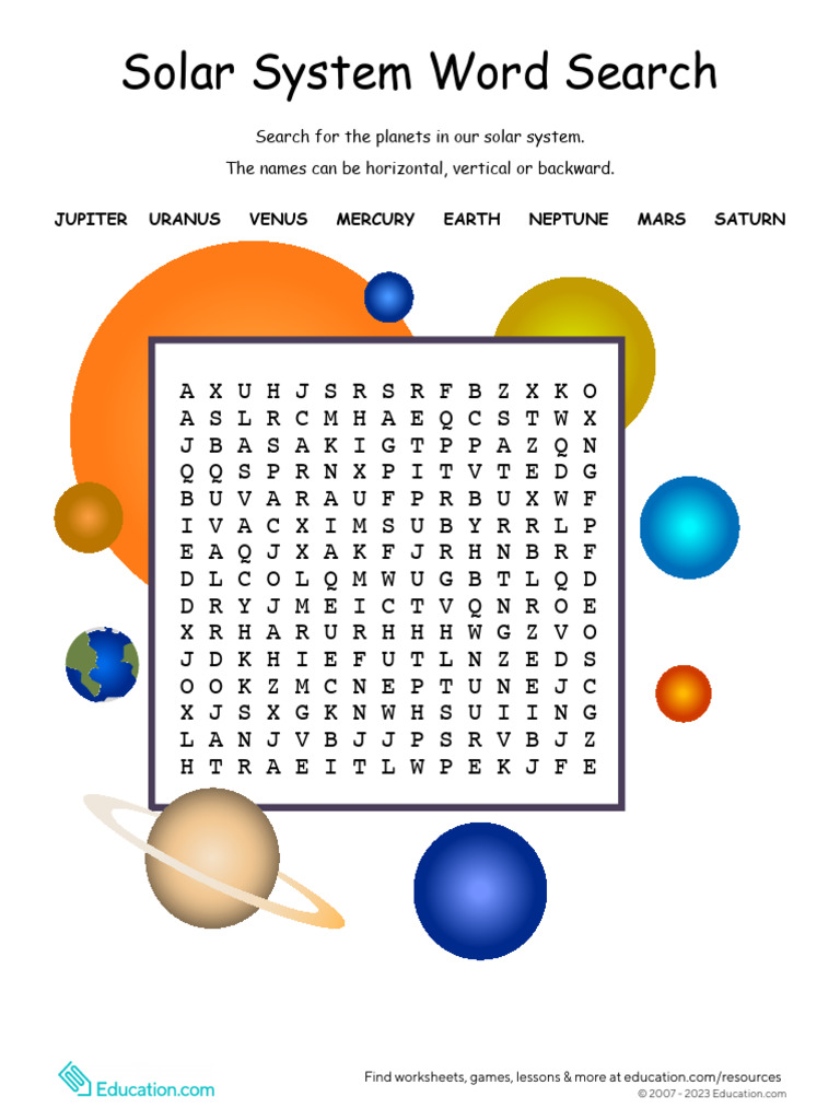 Solar System Word Search | PDF | Planets In Astrology | Solar System