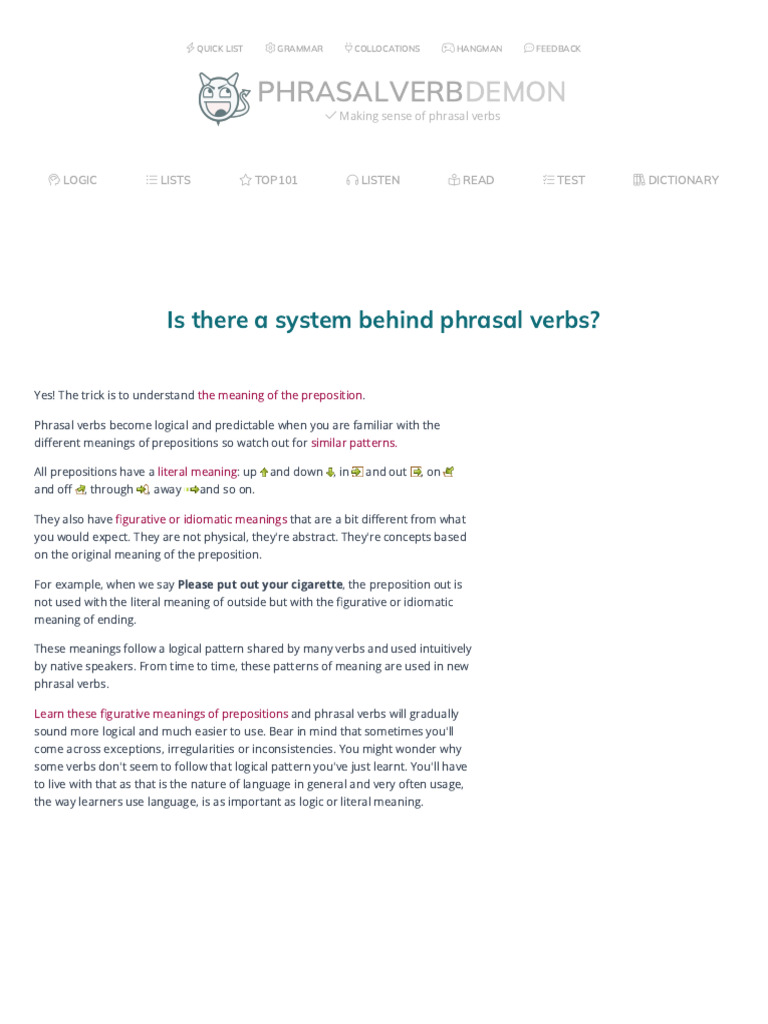 Phrasal Verb Demon. Making Sense of Phrasal Verbs | PDF | Linguistic ...