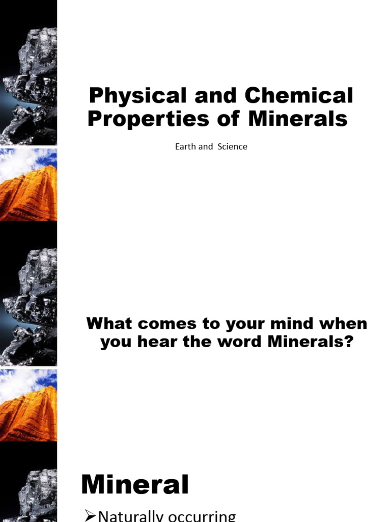 Physical and Chemical Properties of Minerals Earth SCie | PDF ...