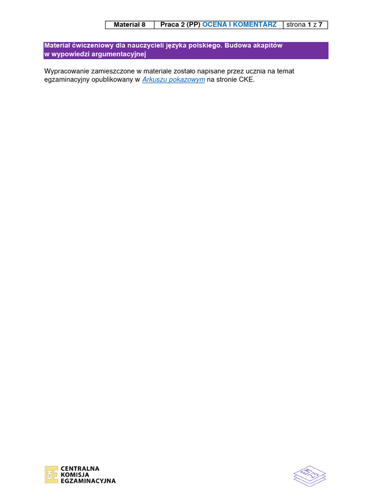 08 Budowa Akapitów W Wypowiedzi Argumentacyjnej. Praca 2 Komentarz | PDF