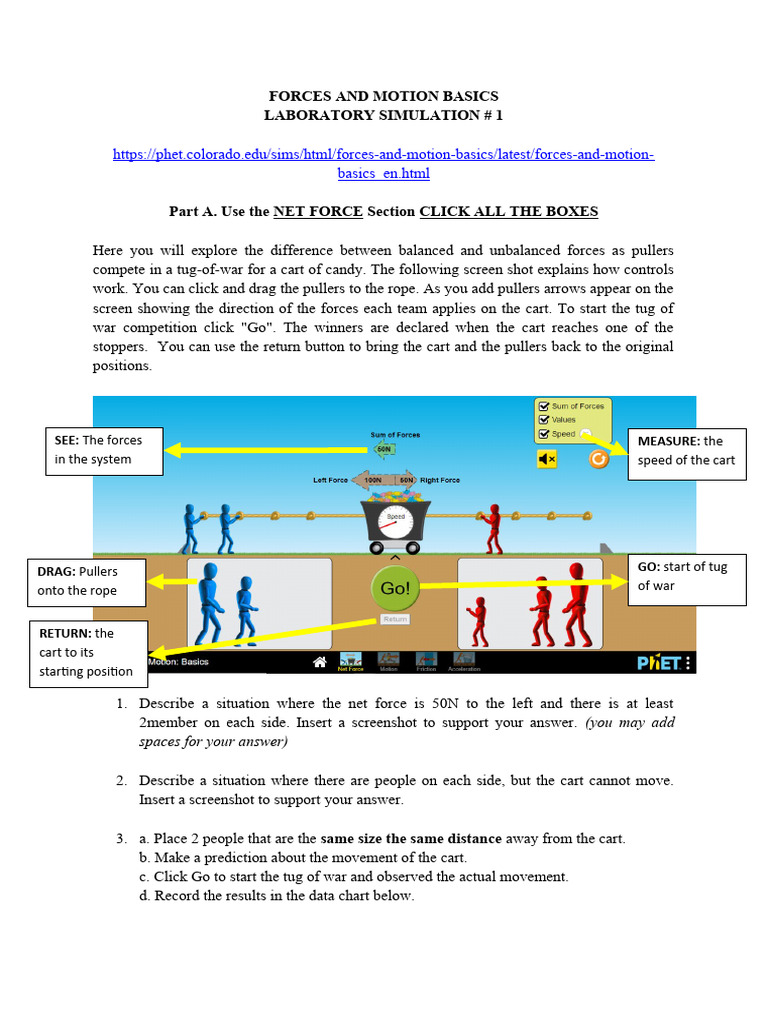 LAB SIMULATION # 1 FORCES AND MOTION BASICS | PDF | Force | Mass