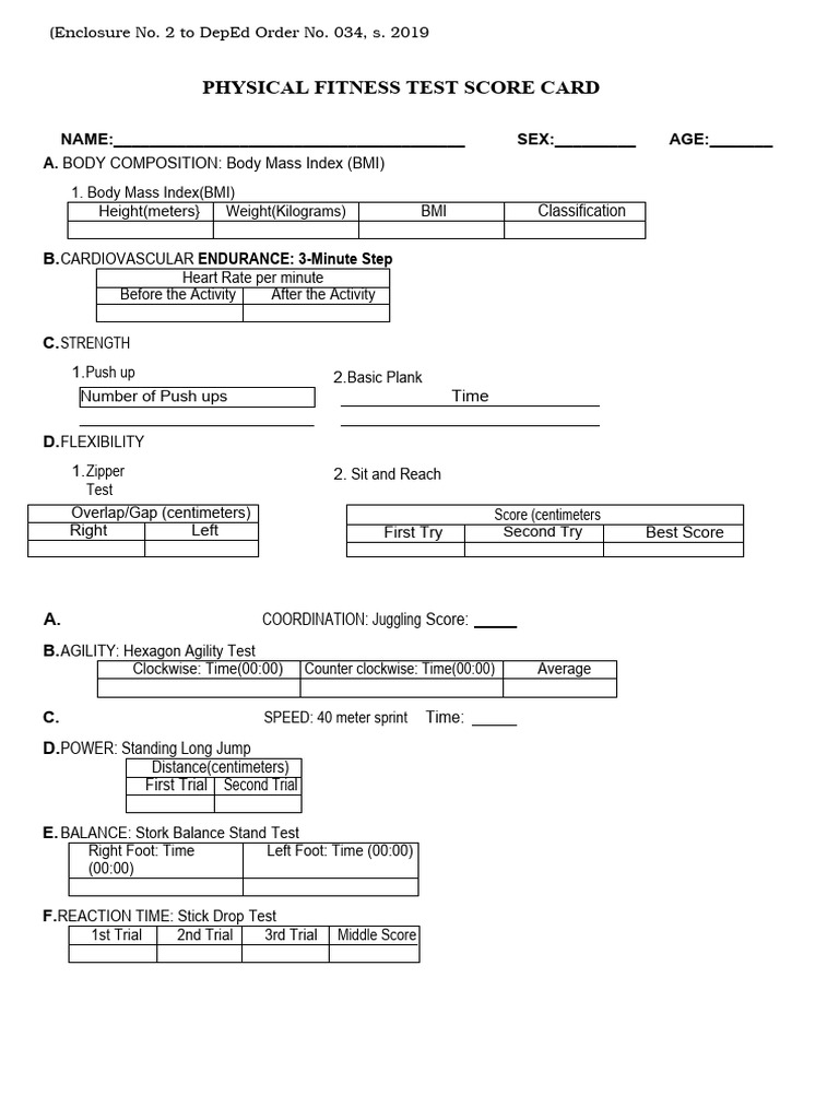 PFT Score Card | PDF
