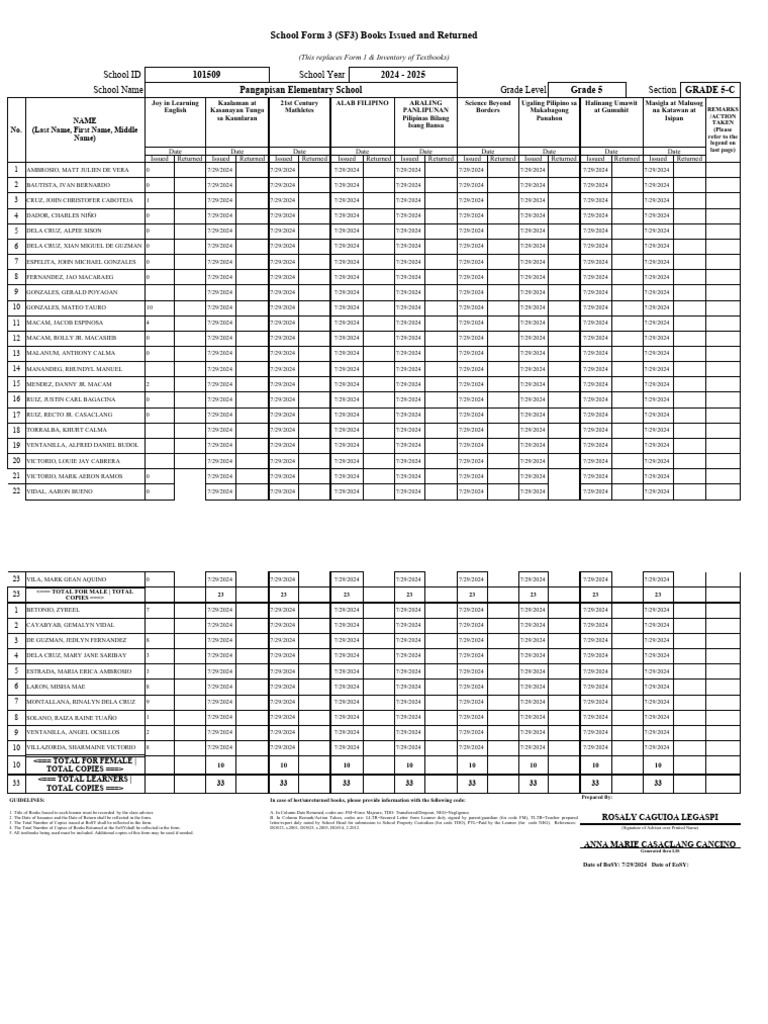 Sf3 - 2024 - Grade 5 - Grade 5-c | PDF