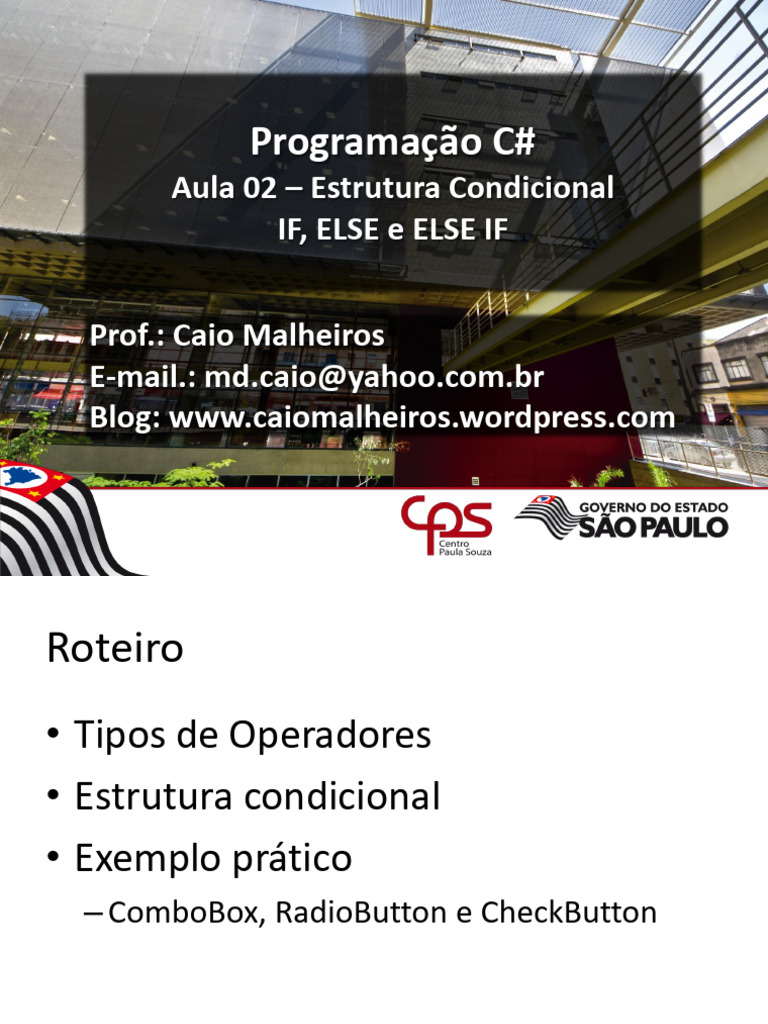 Aula 02 - Estrutura Condicional Com Csharp | PDF