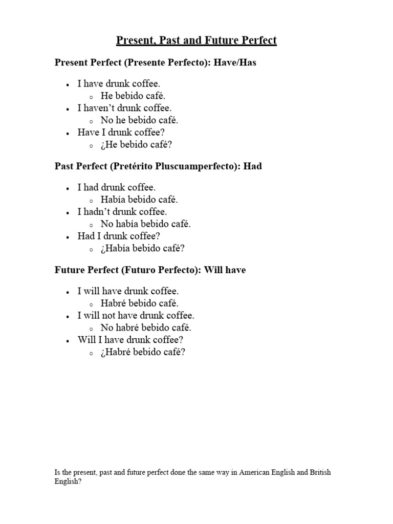 Present, Past and Future Perfect-1 | PDF | Perfect (Grammar) | Grammatical Tense
