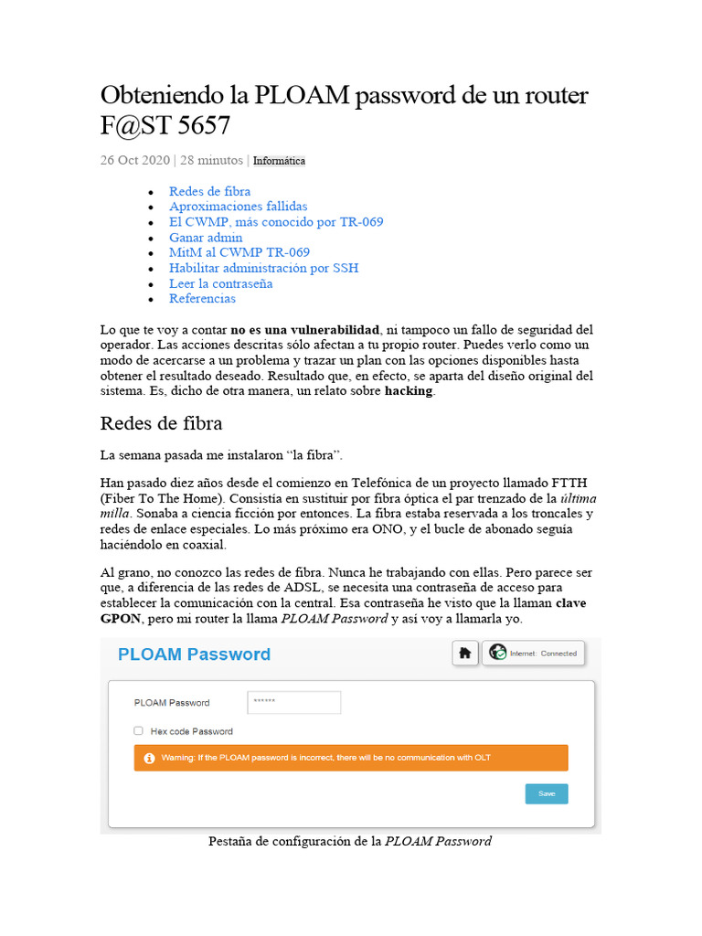 Ont Sagecom | PDF | Contraseña | Enrutador (Computación)