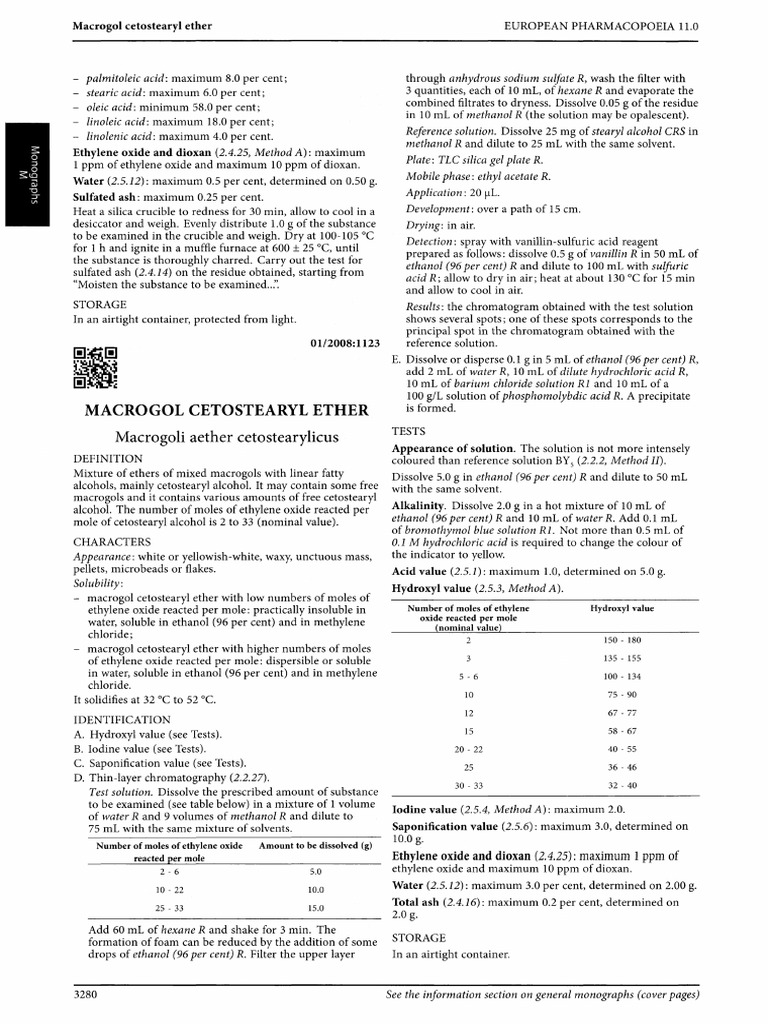 Macrogol Cetostearyl Ether - EPH 11.0 - 2023 | PDF