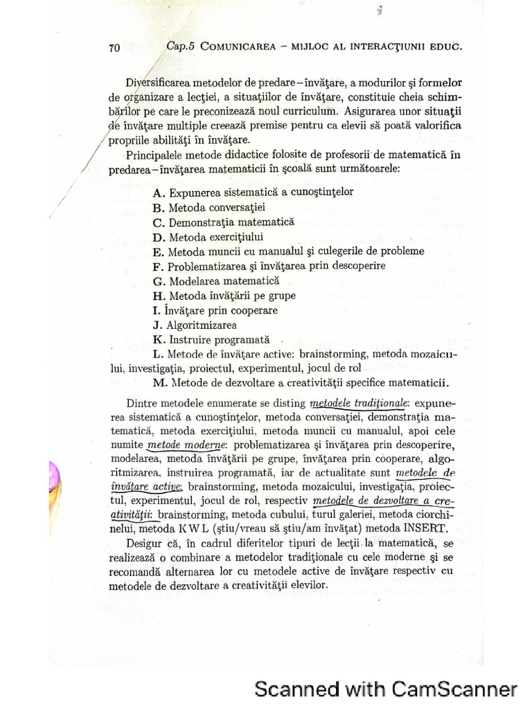 Metode de Predare-Învățare Specifice Mat | PDF