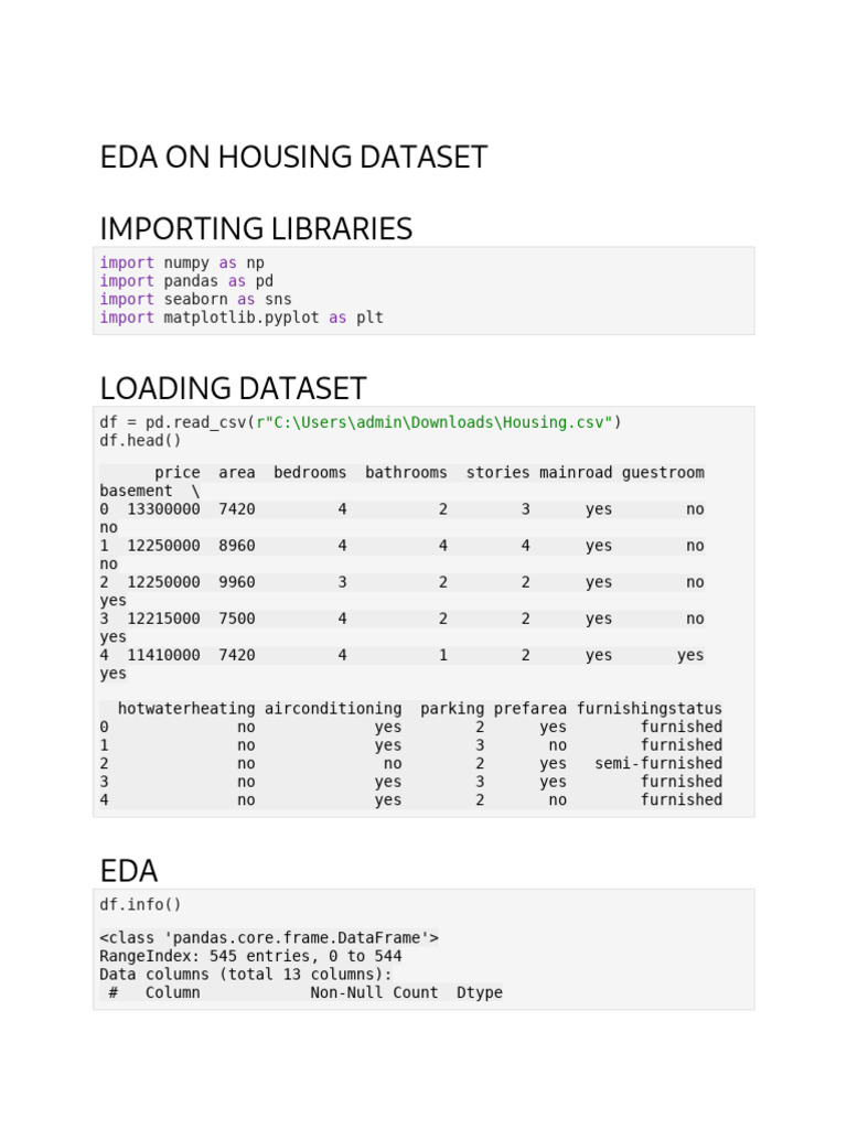 EDA ON HOUSING DATA | PDF | Computer Science | Computing