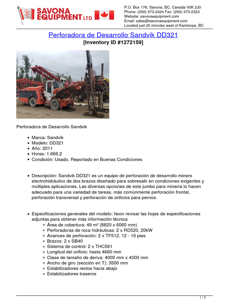 Perforadora de Desarrollo Sandvik dd321 | PDF | Tecnología de vehículos ...