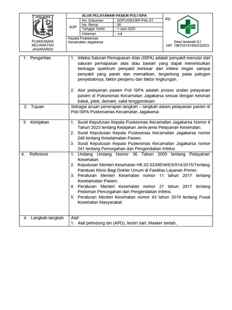 SOP Alur Pelayanan Pasien ISPA | PDF