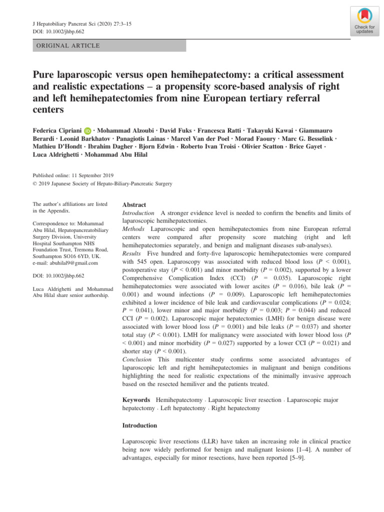 Pure Laparoscopic Versus Open Hemihepate | PDF | Thrombosis | Medical ...