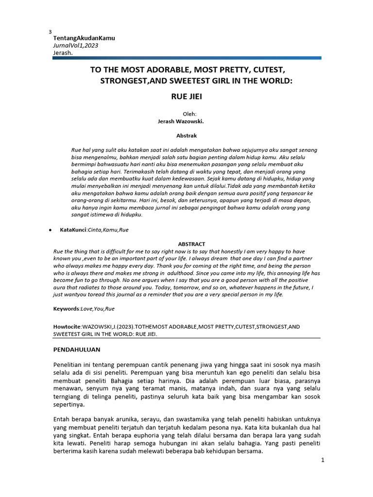 Jurnal Penelitian Dan Pengajuan Menjadi Pacar Rue Jiei Oleh Jerash ...