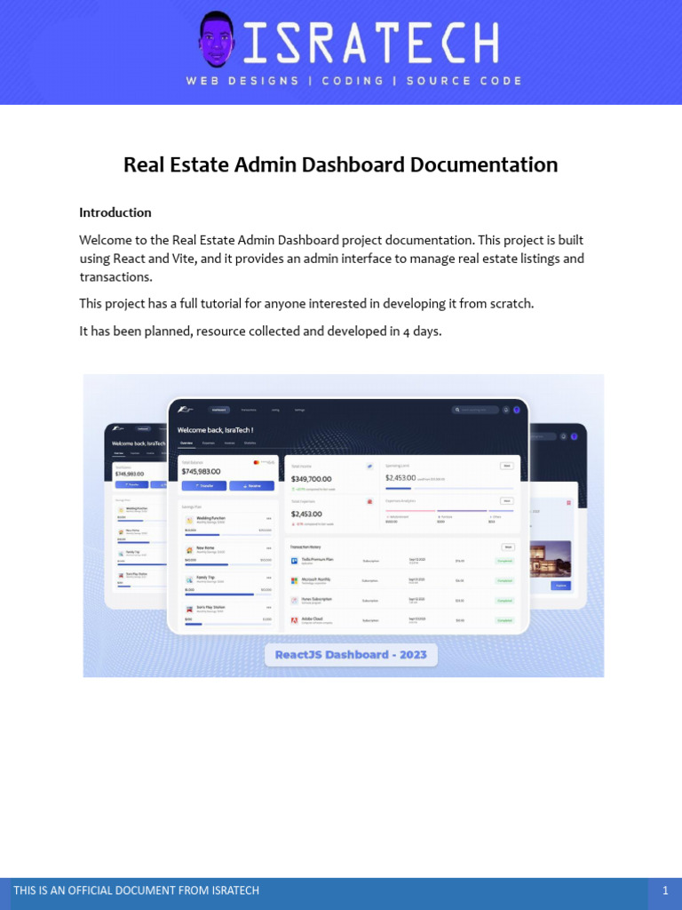 Project Documentation - Real Estate Dashboard | PDF | World Wide Web | Internet & Web