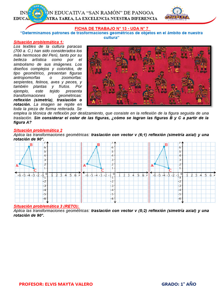Ficha #13 Matemática - Uda #7 - 1ro Sec - Ie San Ramon 2023 | PDF ...