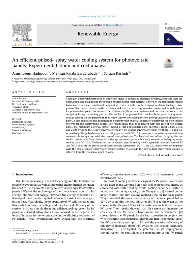 Pulsed-Spray Cooling for PV Efficiency | PDF | Photovoltaics ...