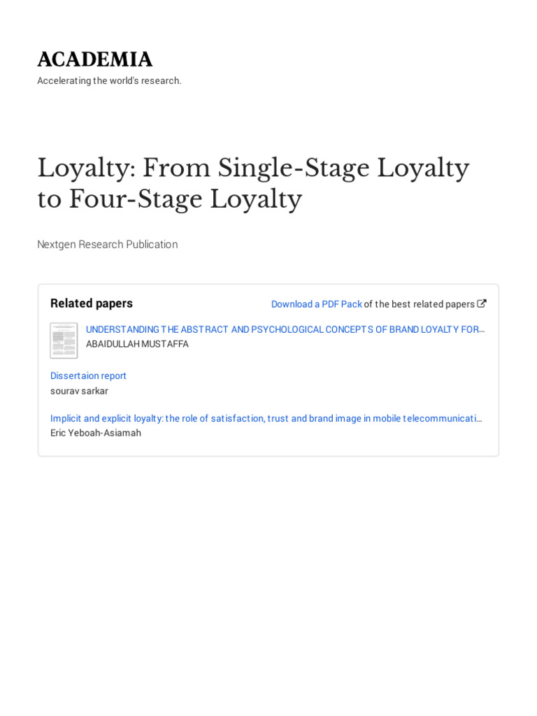 Evolution of Loyalty: From One to Four Stages | PDF | Brand | Behavior