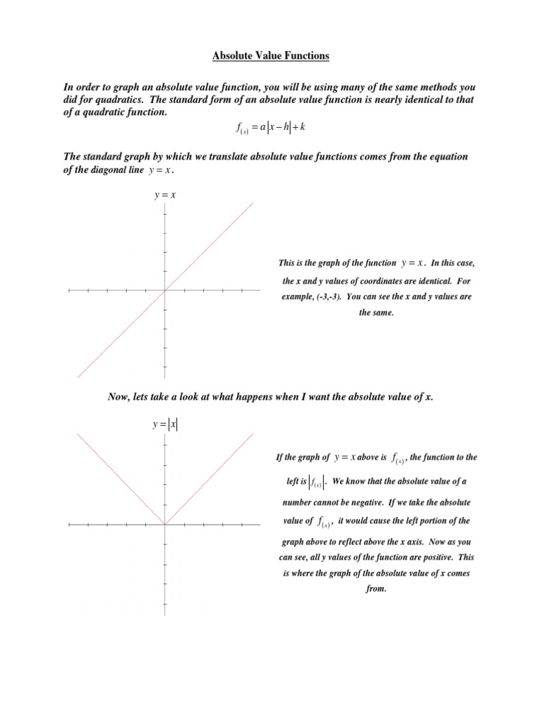 Packet 2 Graphing Absolute Value Functions | PDF | Function ...