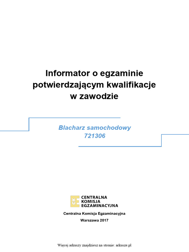 Informator Egzamin Zawodowy Blacharz Samochodowy 2017 | PDF