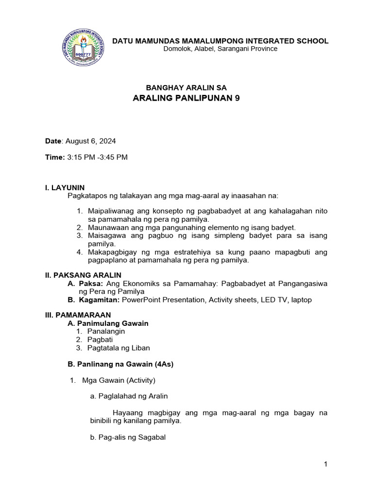 2. Ang Ekonomiks Sa Pamamahay Pagbabadyet at Pangangasiwa Ng Pera Ng ...